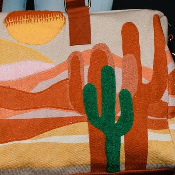 Panache Apparel Co. | Bags | Tan Rust Green Yellow Western Desert Scene ...